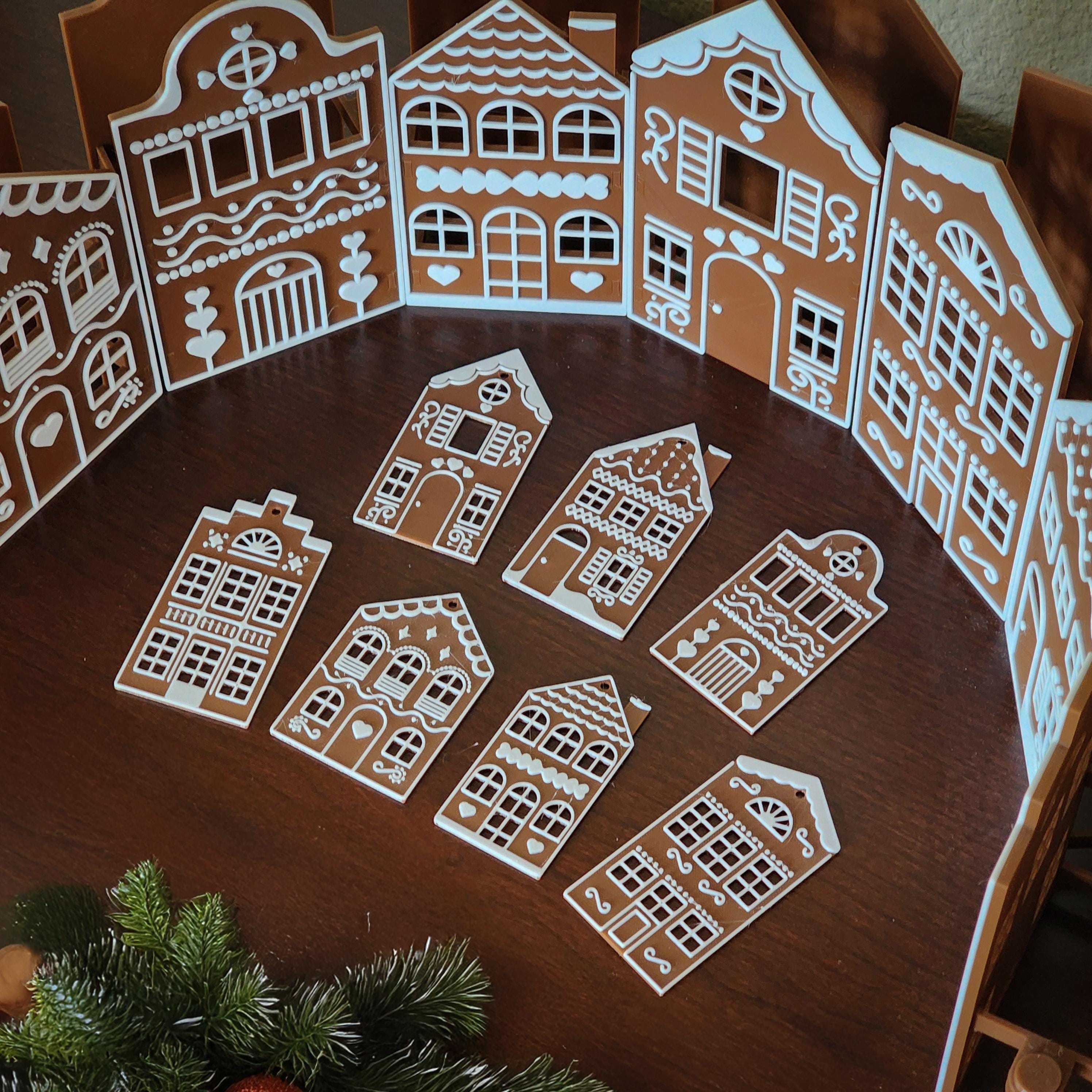 Mini 3D Printed Gingerbread House Ornaments – Set of 7 - Etsy