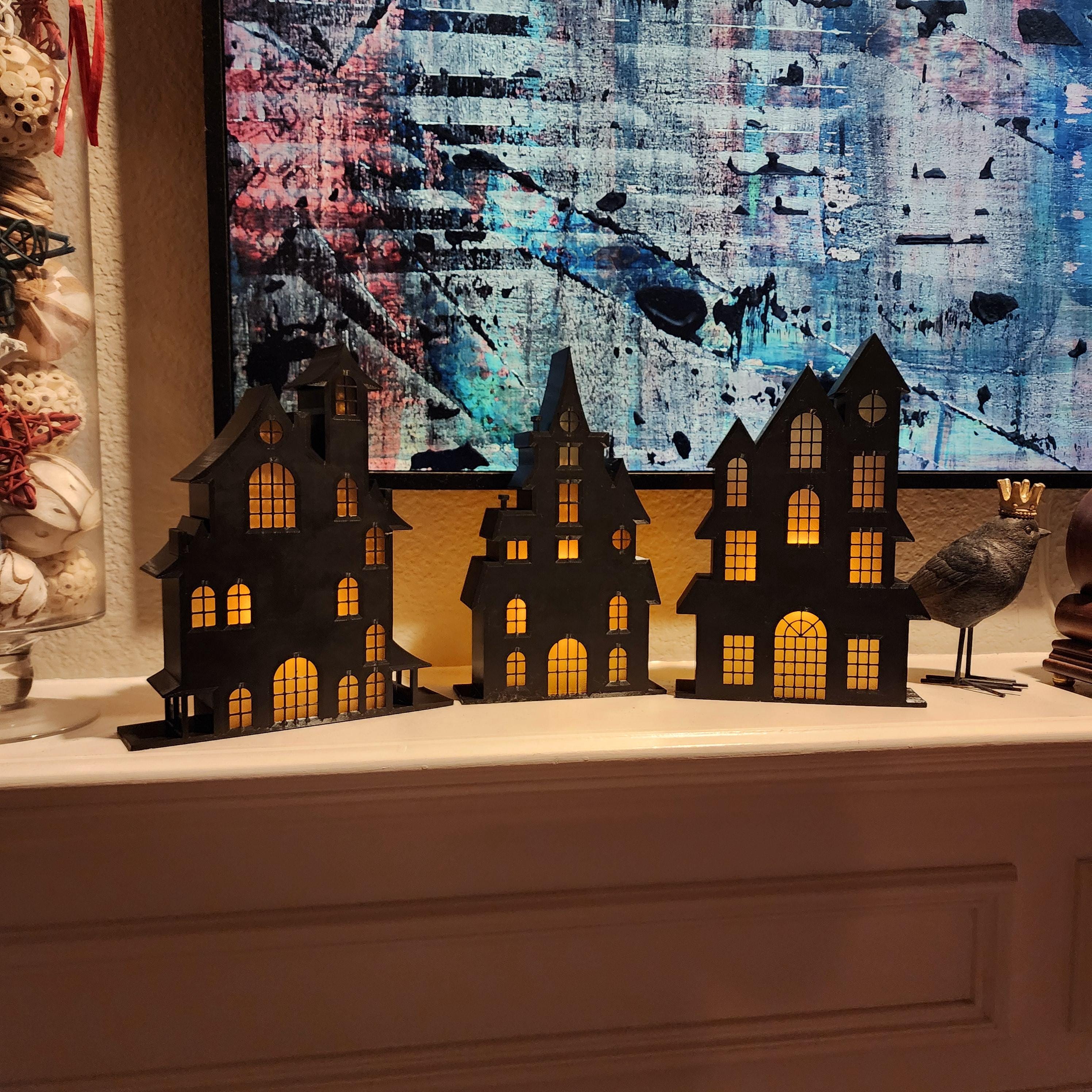3D Printed Halloween Haunted House Luminaries - Etsy