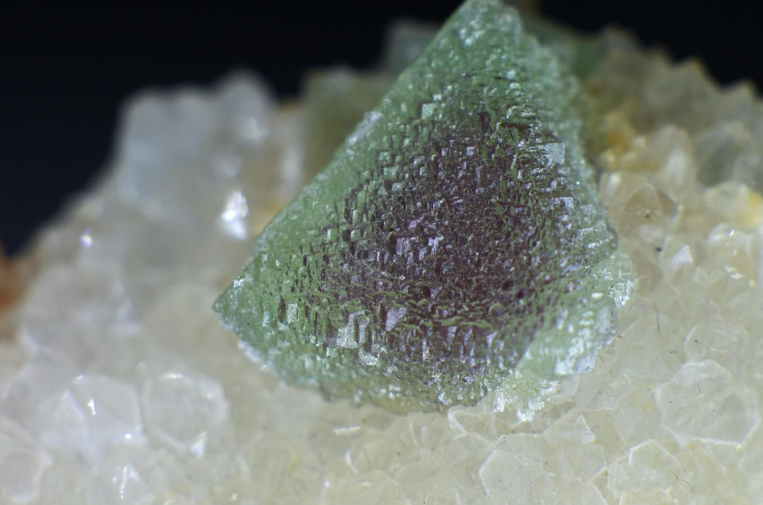 Zhejiang Purple Octohedral Fluorite With Green Phantom Core on Quartz ...