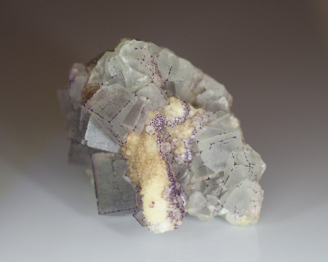 Guizhou QR Code Fluorite Cluster on Matrix. Light Green With Purple ...