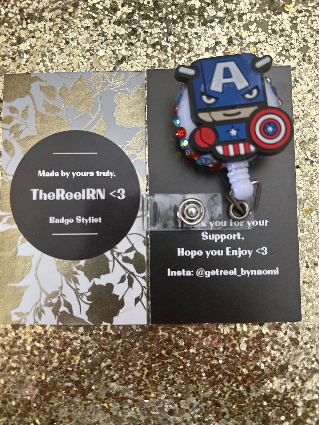 Captain America ID Glitter Badge Reel Custom Made and - Etsy