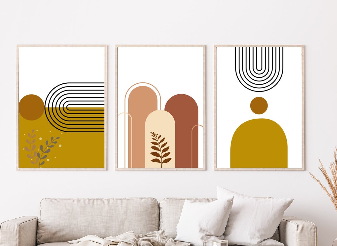 Boho Wall Art Set Set of 5 Printable Wall Arts Boho Wall Decor Abstract ...
