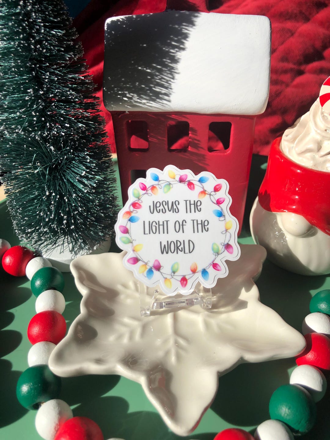 Jesus Light of the World Sticker | Christmas Lights Sticker | Christmas ...