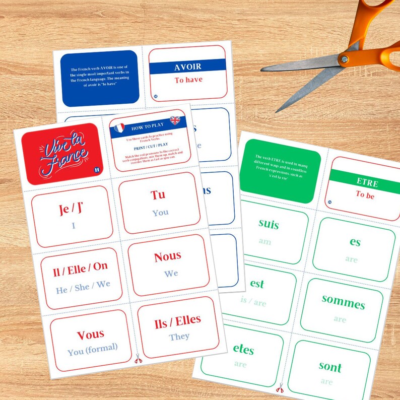 Beginners French Irregular Verb Matching Game PDF Printables - Etsy