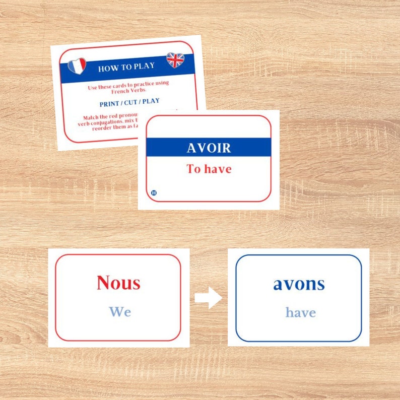 Beginners French Irregular Verb Matching Game PDF Printables - Etsy