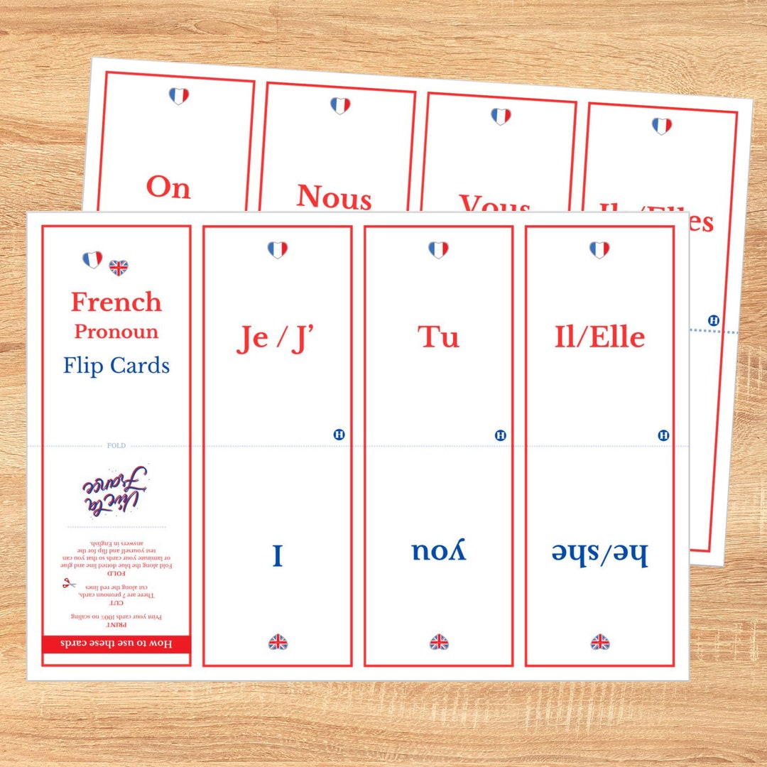 French Pronoun Flip Cards PDF Printables - Etsy Australia