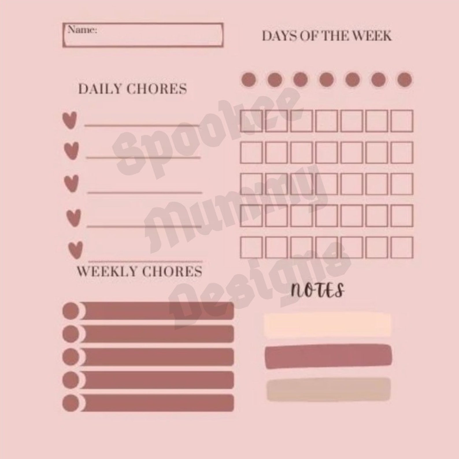Printable Charts, Chore Templates, Charts for Kids, Printable Chore ...