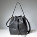 Black Bucket Bag in Leather, Drawstring Bucket Bag in Black Leather ...