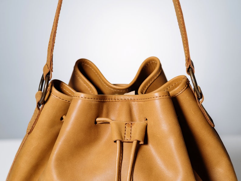 Bucket Bag, Handmade Leather Bucket Bag, Crossbody Bag, Large Leather ...