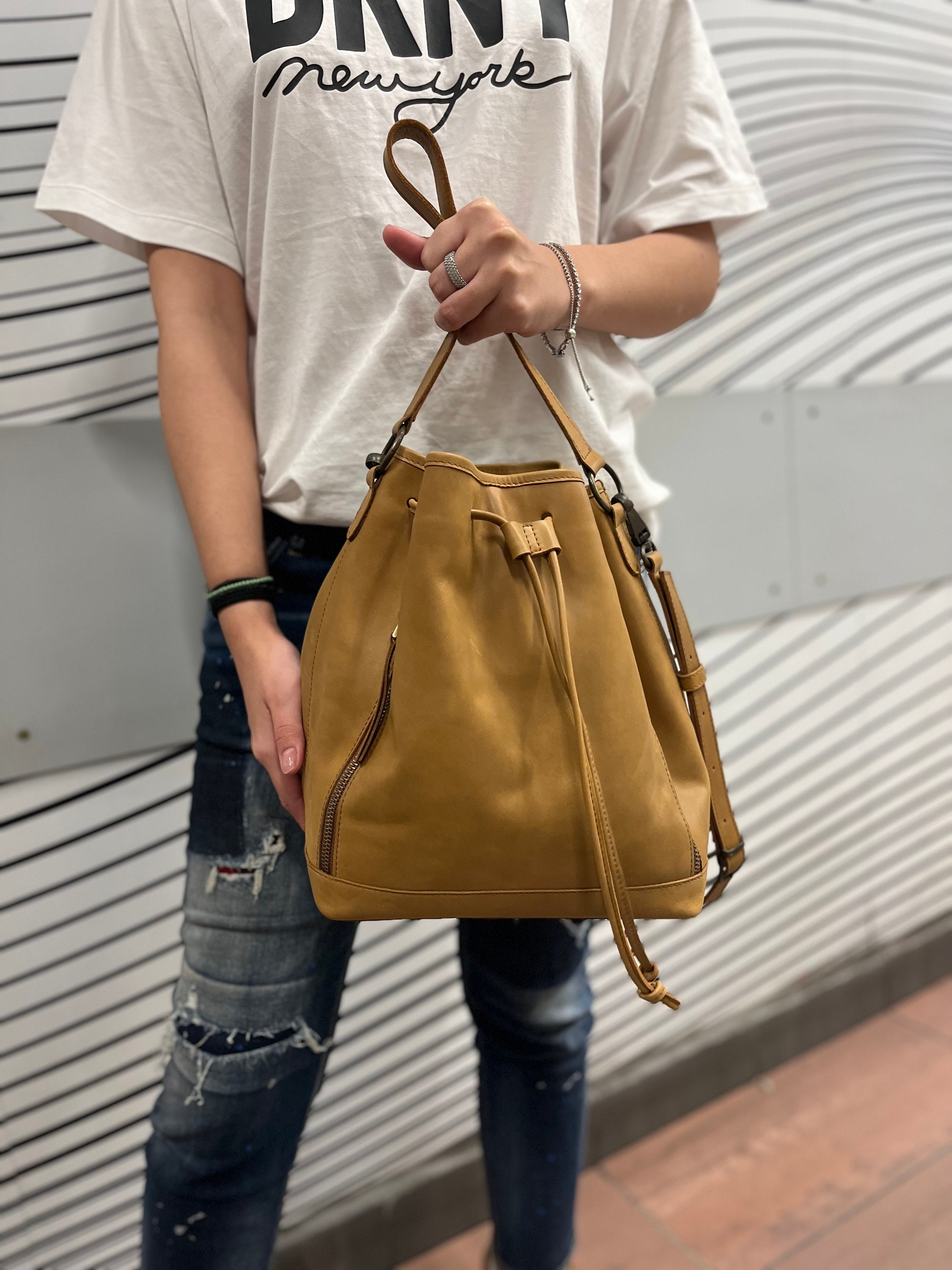 Bucket Bag, Handmade Leather Bucket Bag, Crossbody Bag, Large Leather ...