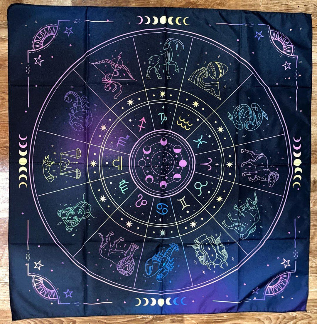 Zodiac Tarot Tablecloth: Astrology Altar Cloth (50cm) - Etsy