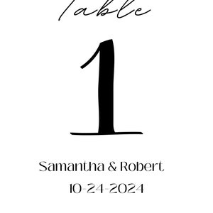 EDITABLE COLOR Luxury Wedding Table Numbers Template 4x6 & 5x7 ...