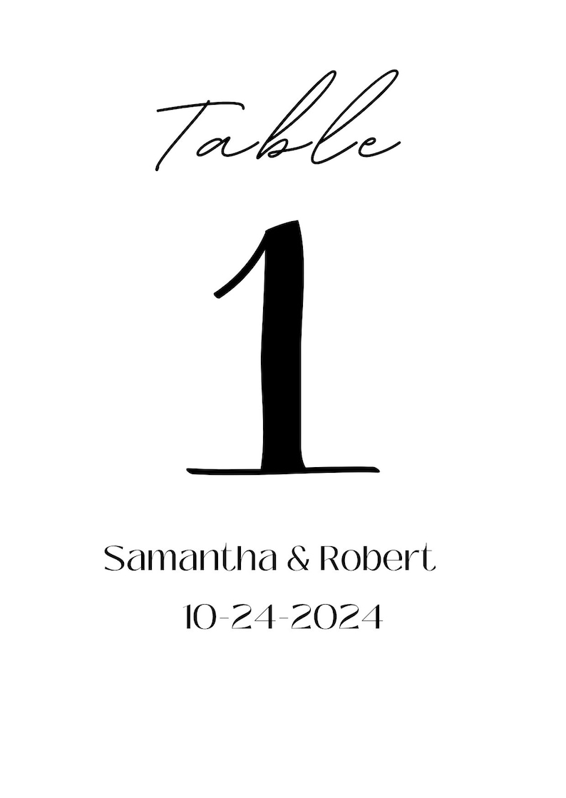 EDITABLE COLOR Luxury Wedding Table Numbers Template 4x6 & 5x7 ...