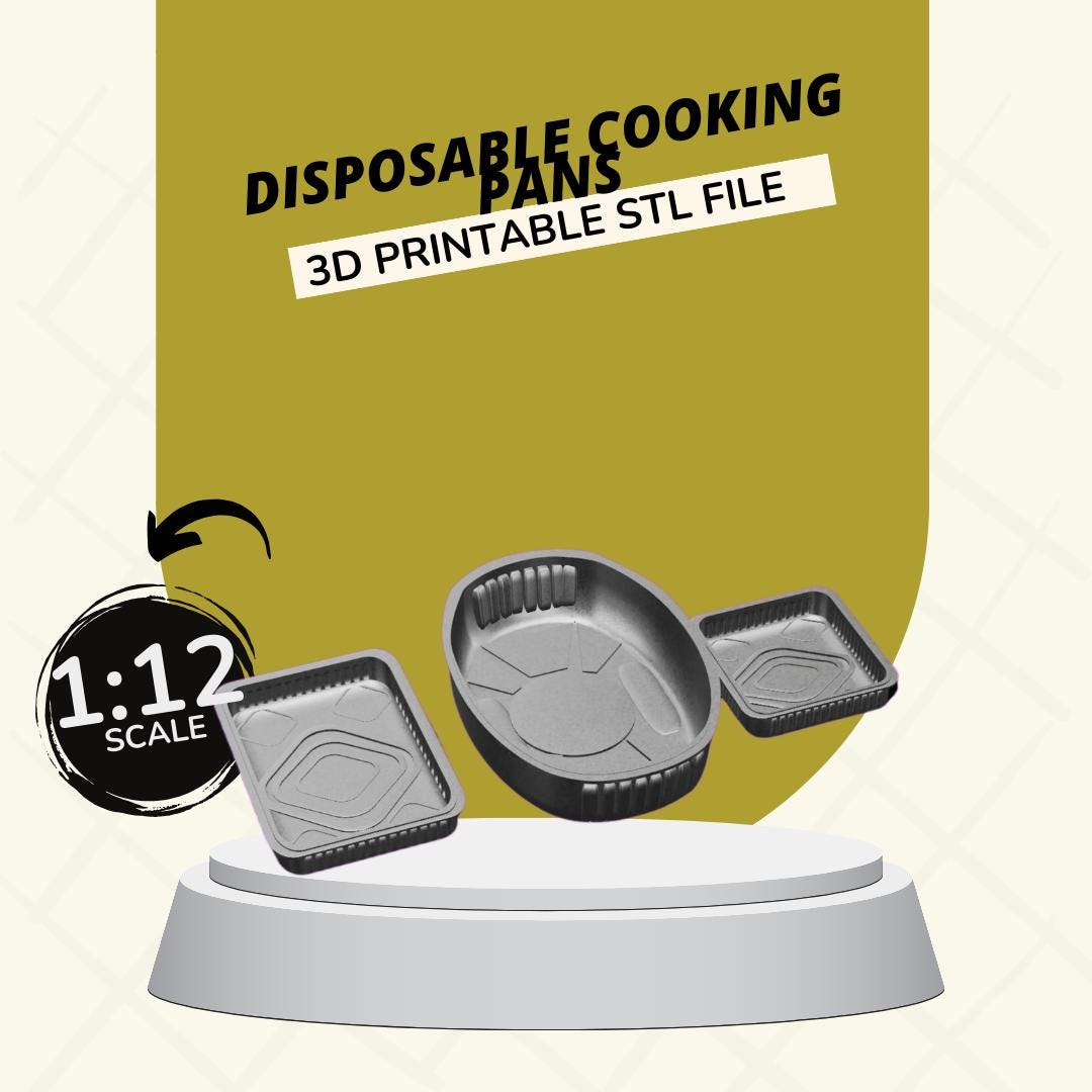 Disposable Cooking Pans Dollhouse Furniture & Accessories 1:12 Scale 3D ...
