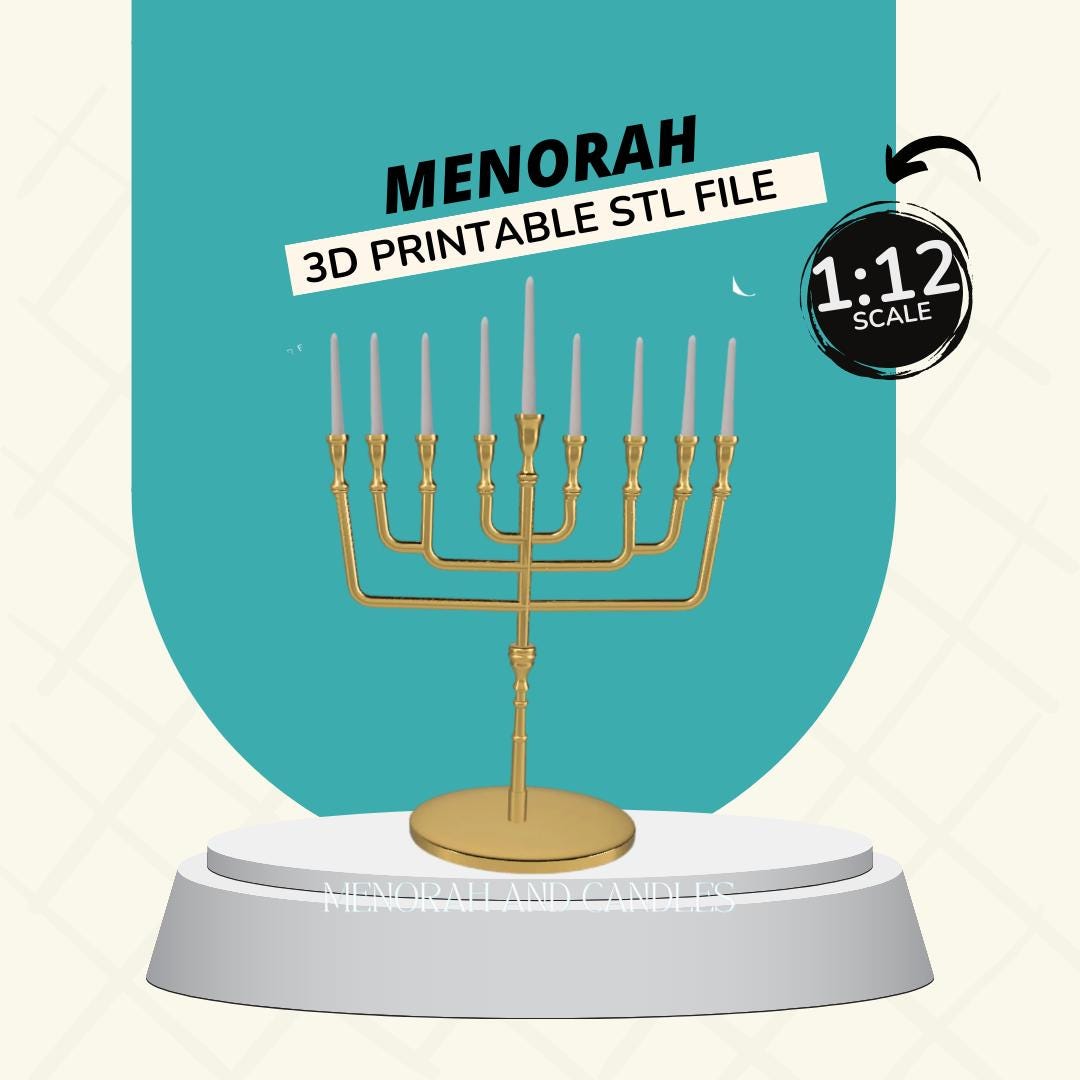 Menorah 1:12 Scale Dollhouse Furniture & Accessories 3D PRINTABLE STL ...