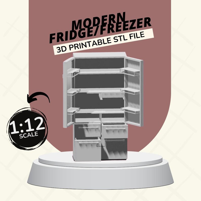 Modern Refrigerator/freezer Dollhouse Furniture & Accessories 1:12 ...