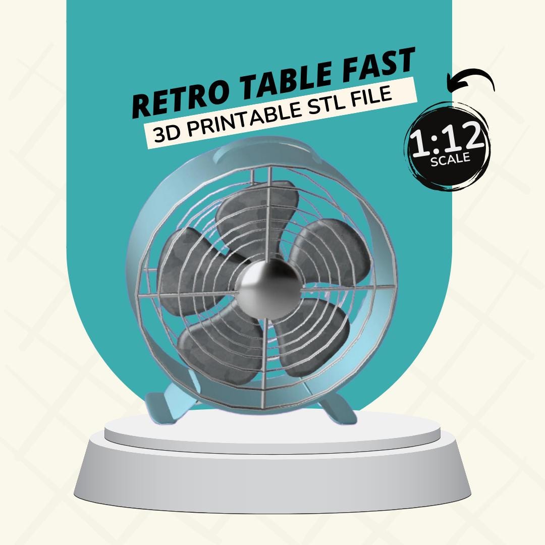 Retro Tabletop Fan Dollhouse Furniture & Accessories 1:12 Scale 3D ...