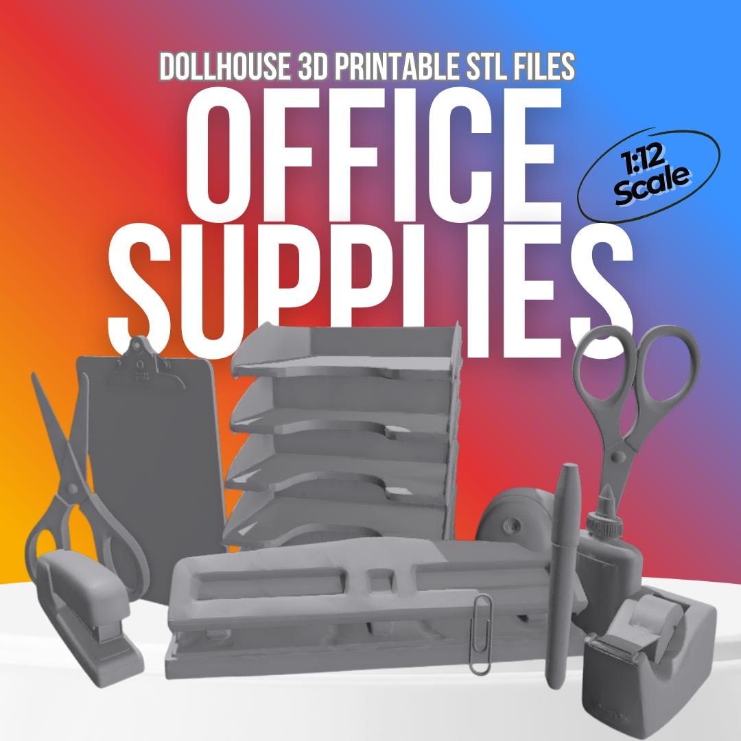 Office Supplies 1:12 Scale Dollhouse Furniture, Decorations and ...