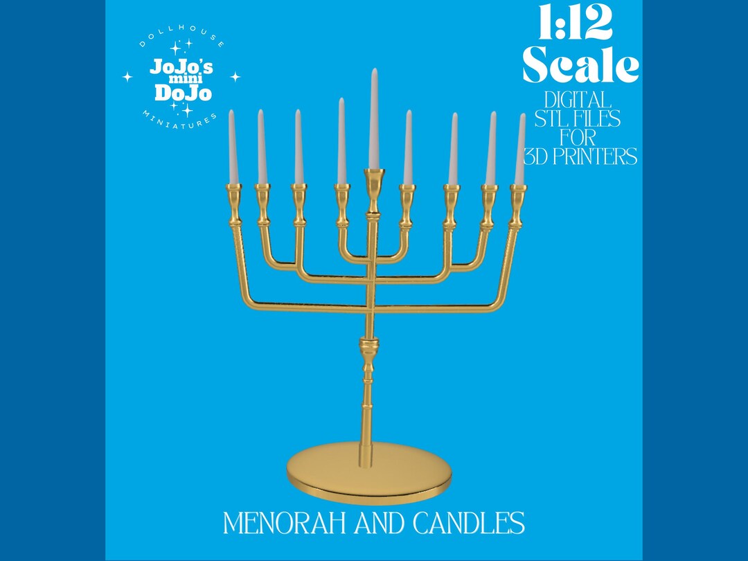 Menorah 1:12 Scale Dollhouse Furniture & Accessories 3D PRINTABLE STL ...