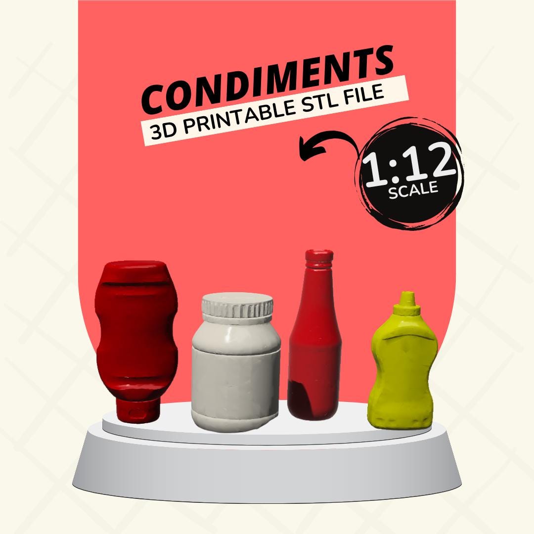 Condiment Bottles 1:12 Scale Dollhouse Furniture, Decorations and ...