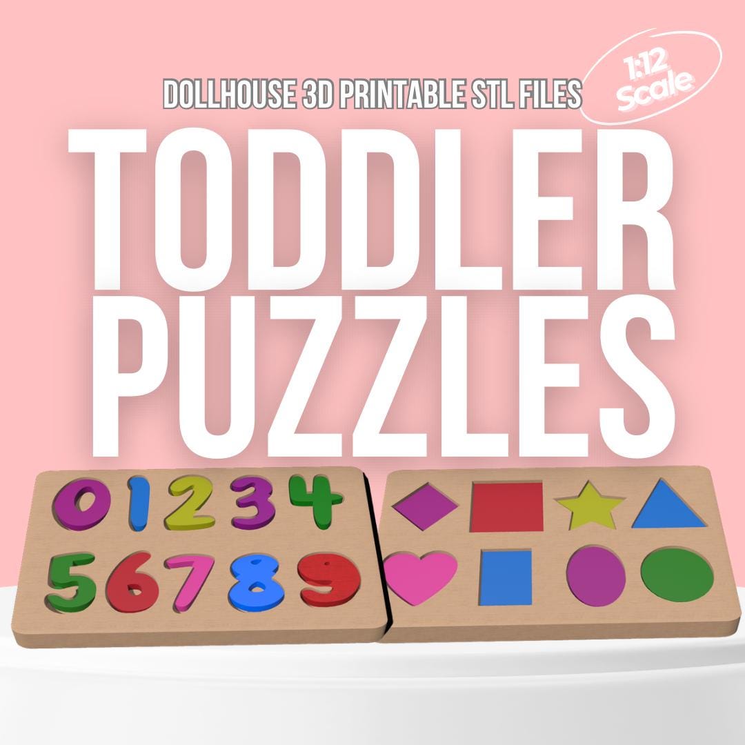 1:12 Scale Dollhouse Toddler Puzzles STL – Numbers and Shapes - Etsy