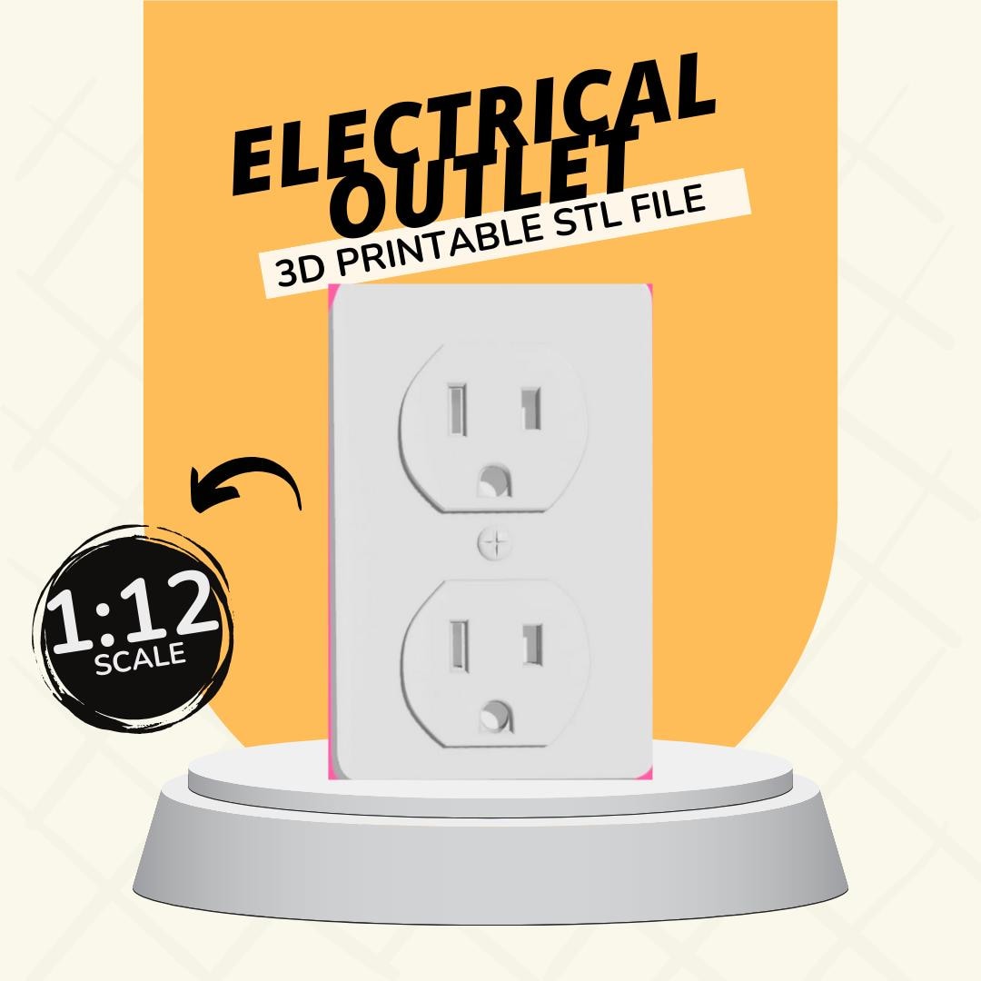 Electrical Wall Outlet 1:12 Scale Dollhouse Furniture & Accessories 3D ...