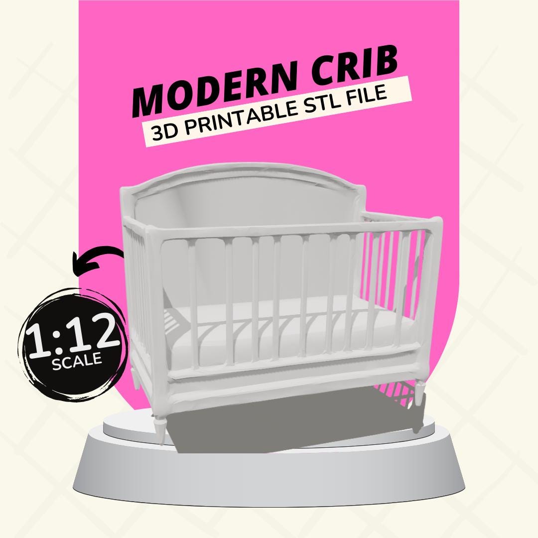 Modern Dollhouse Crib, 1:12 Scale 3D Printable (STL Files) - Etsy