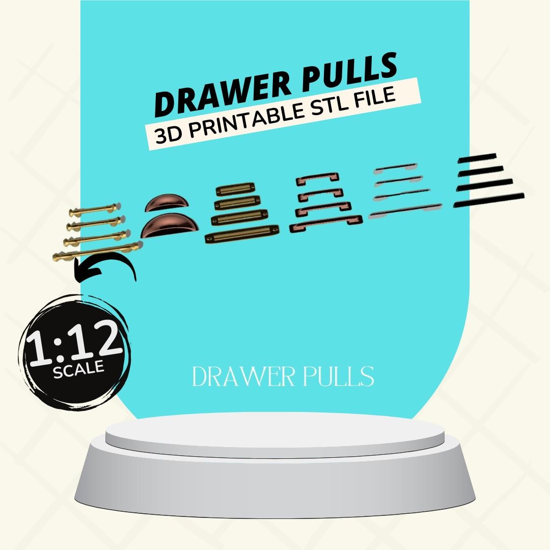 Modern Drawer Pulls Dollhouse Furniture & Accessories 1:12 Scale 3D ...