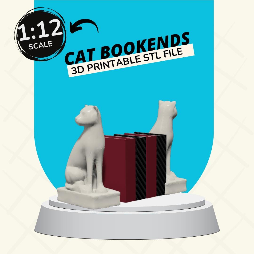 Cat Bookends 1:12 Scale Dollhouse Furniture, Decorations and ...