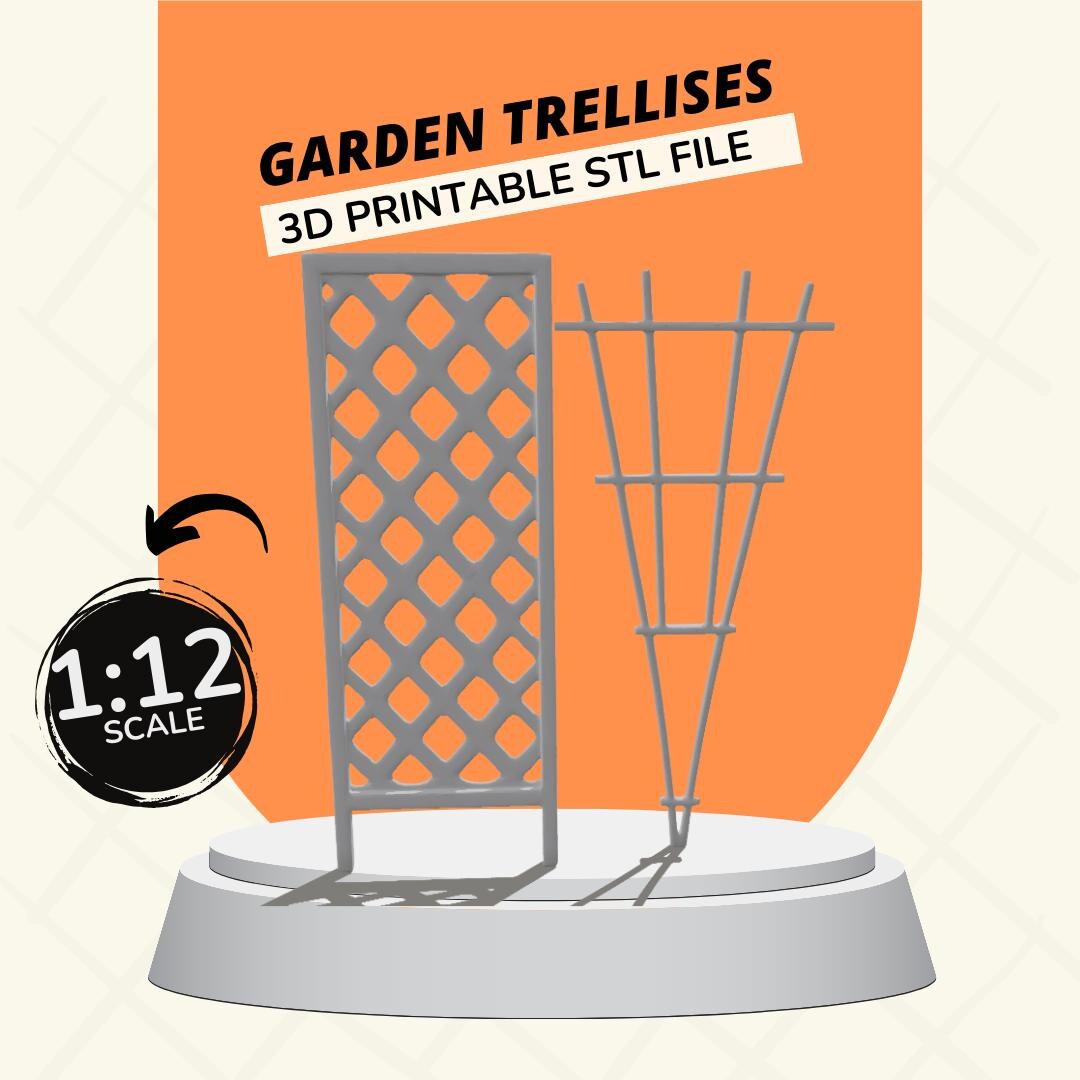 Set of Garden Trellises 1:12 Scale Dollhouse Furniture, Decorations and Accessories 3D PRINTABLE ...