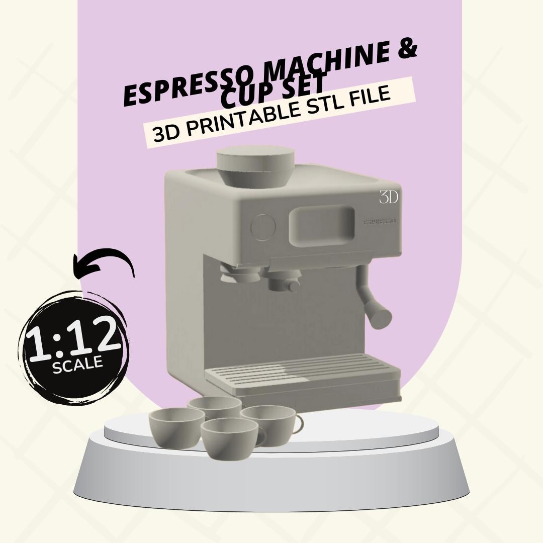 Dollhouse Espresso Maker Set, 1:12 Scale 3D Printable (STL File) - Etsy