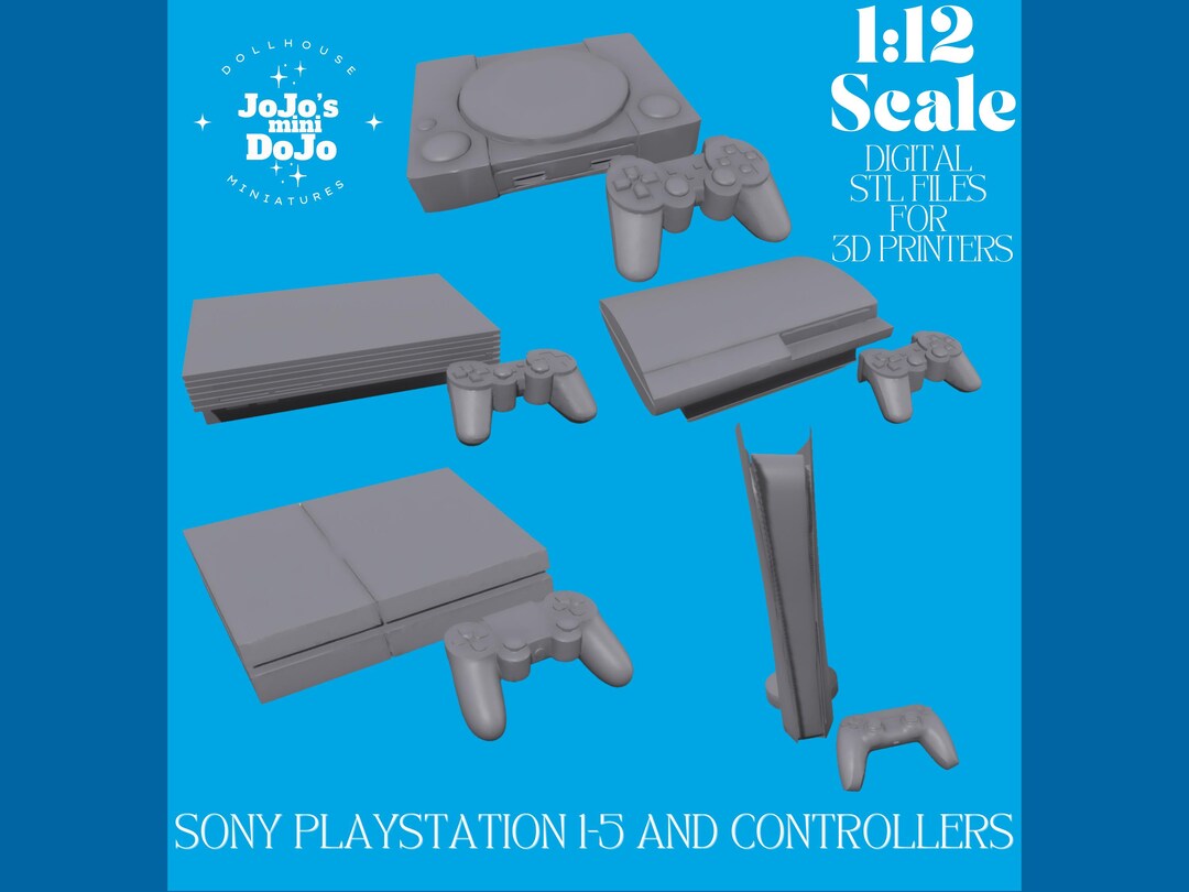 Sony Playstation Consoles 1-5 and Controllers 1:12 Scale Dollhouse ...