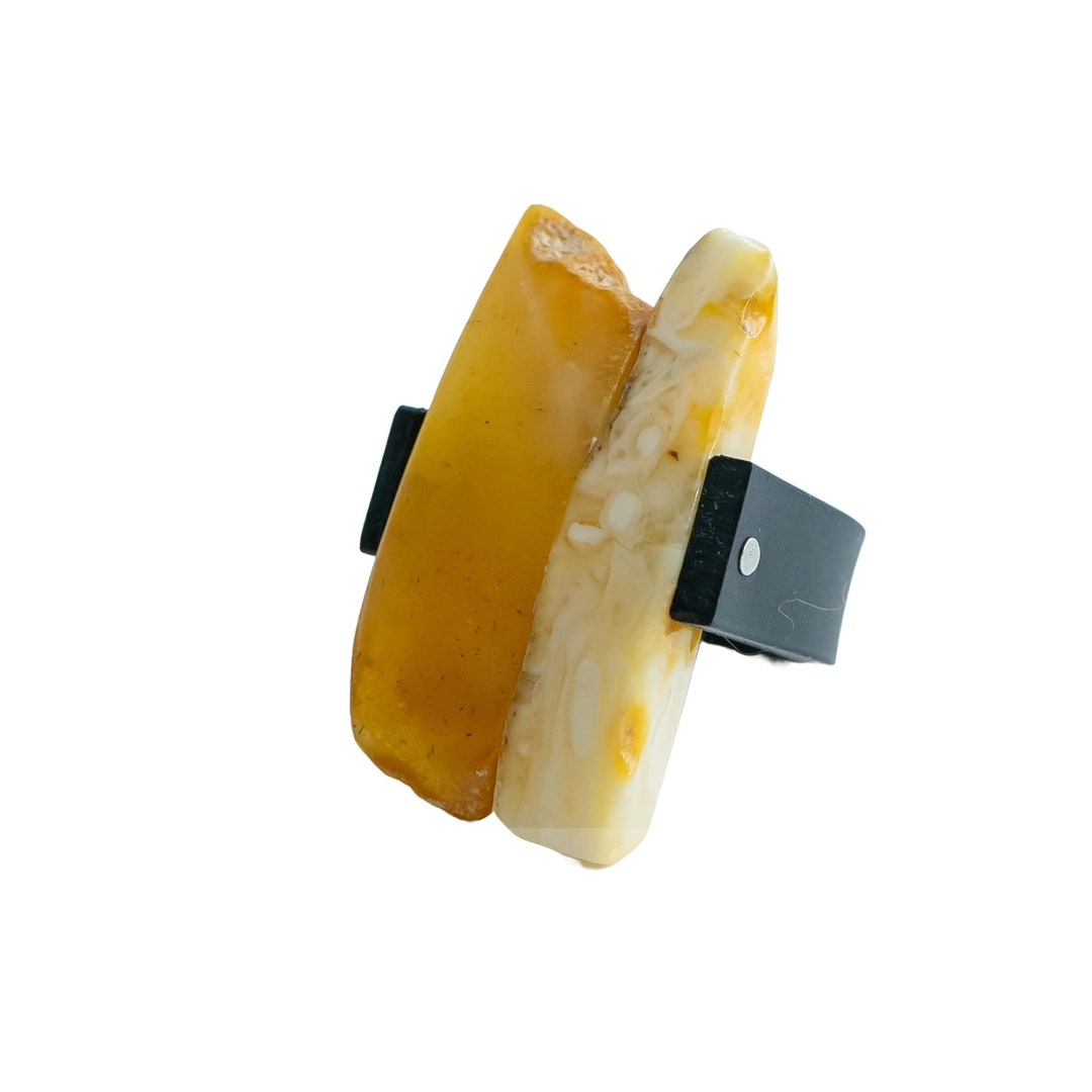 Certified Handmade Natural Square Amber Ring Authors Design - Etsy