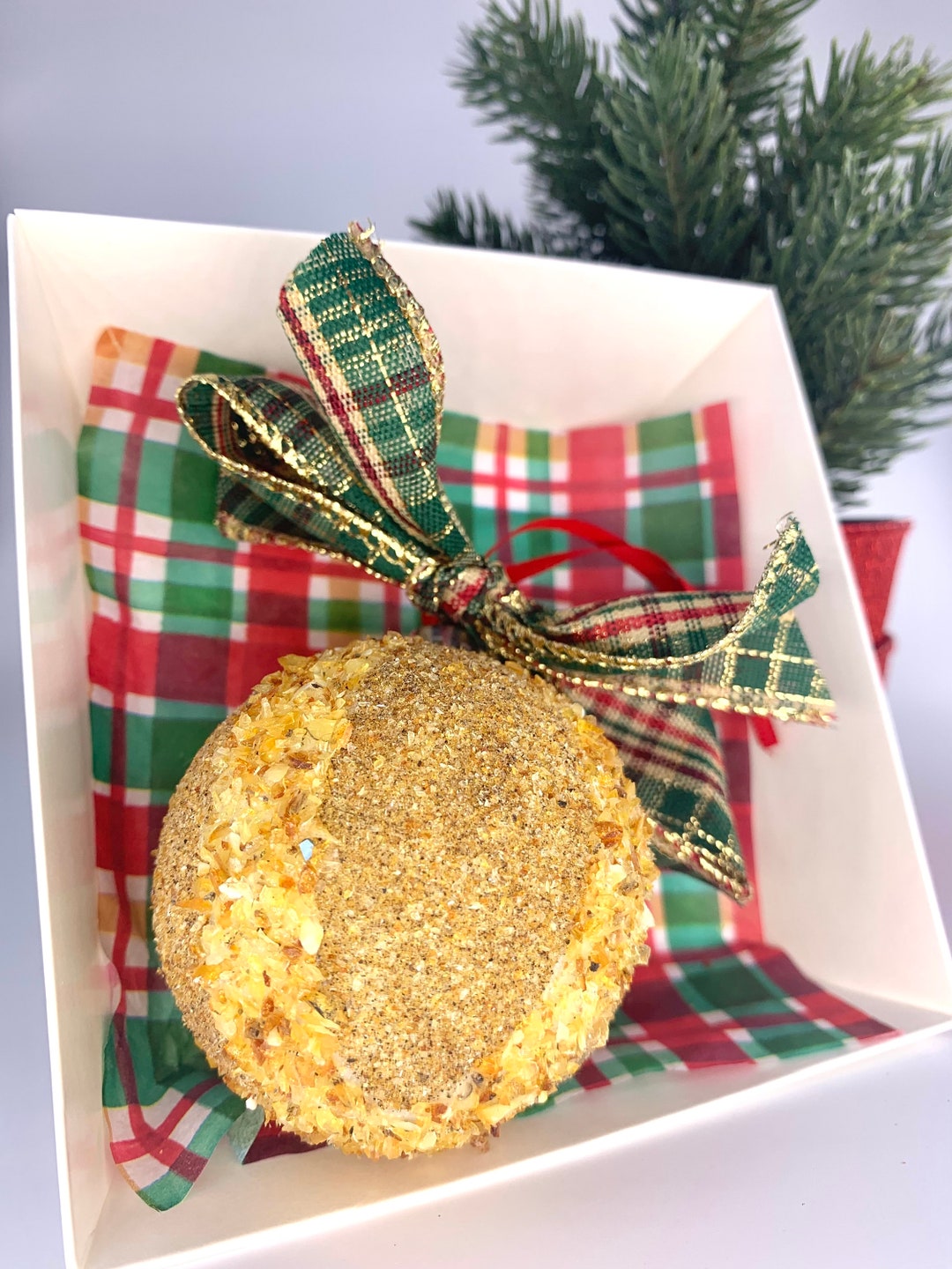 Ball With Amber Christmas Tree Handmade Organic Ornaments 2024 - Etsy