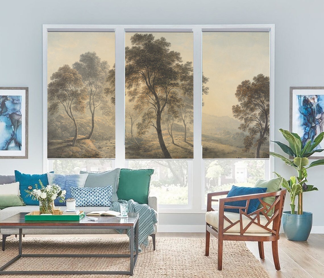 Forest Landscape , Roller Blind Printed, French Door Curtain, Light ...
