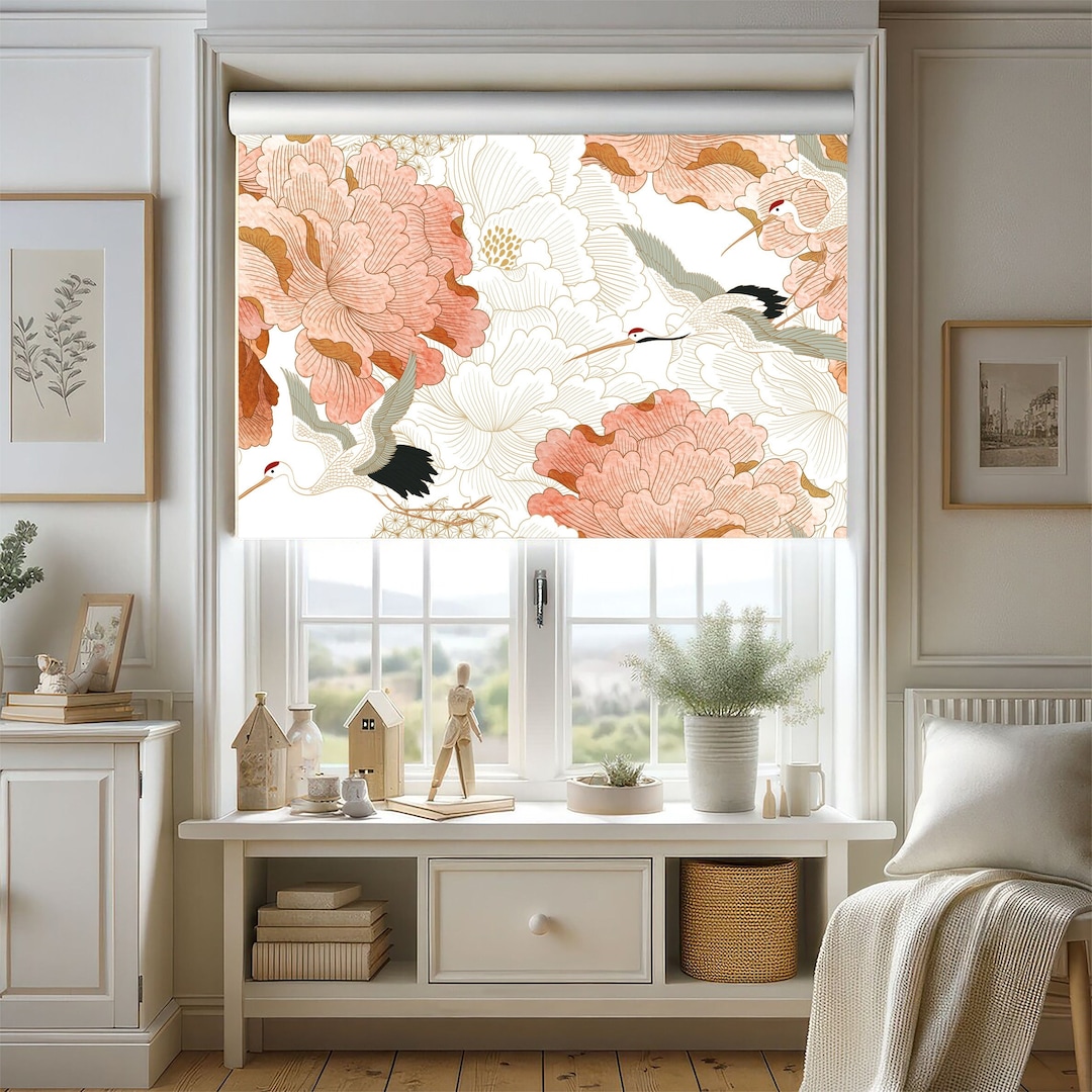 Crane Birds Chinoiserie Roller Shades , Window Treatments, Roller Blind ...