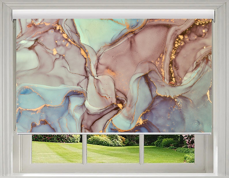 Marble Pattern Roller Blind Printed,french Door Curtain, Light ...