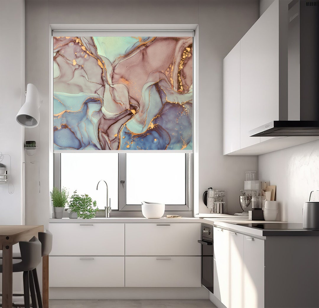 Marble Pattern Roller Blind Printed,french Door Curtain, Light Filtering Curtains, Window Blinds ...