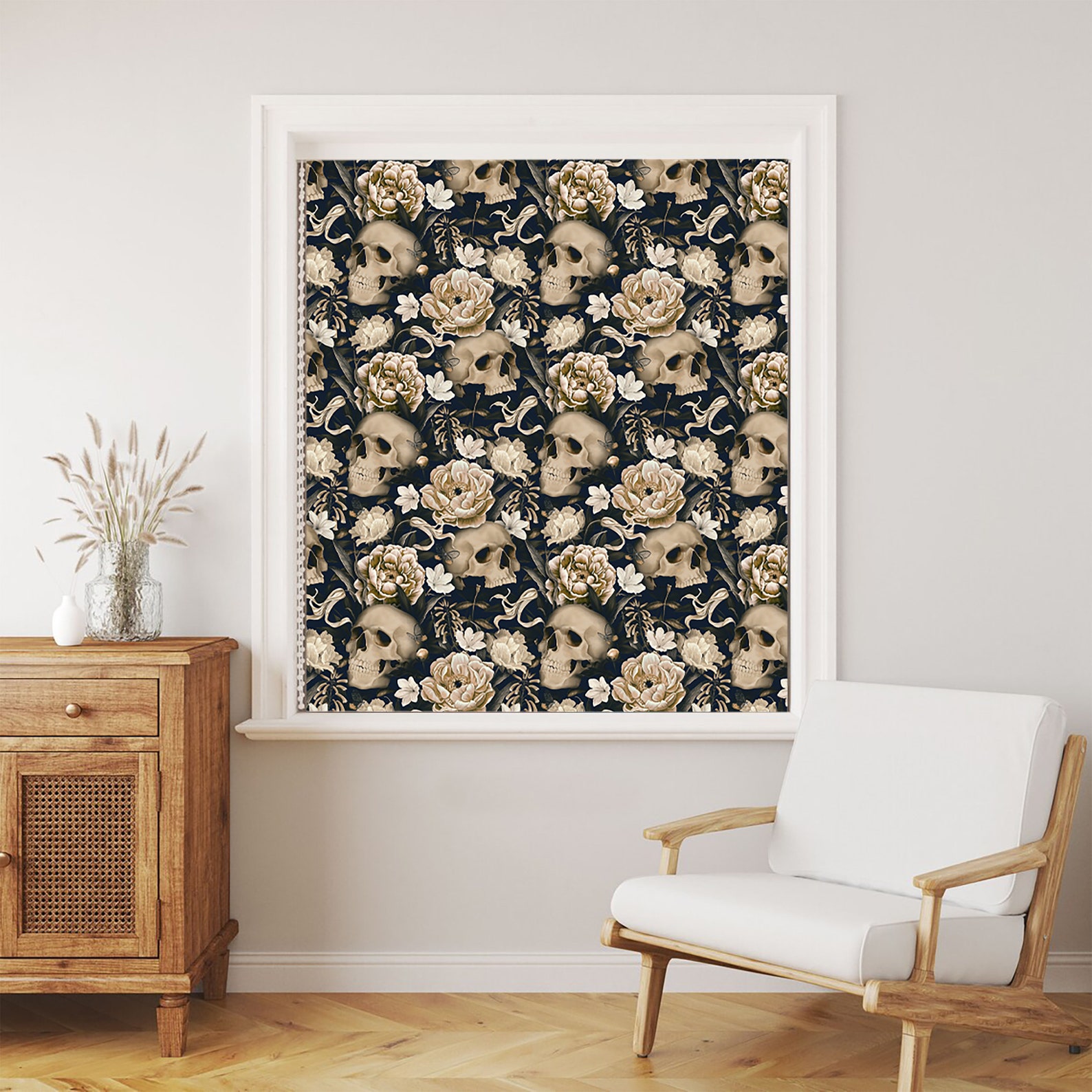 Dark Skulls Shades for Windows, Roller Blind Printed, French Door ...