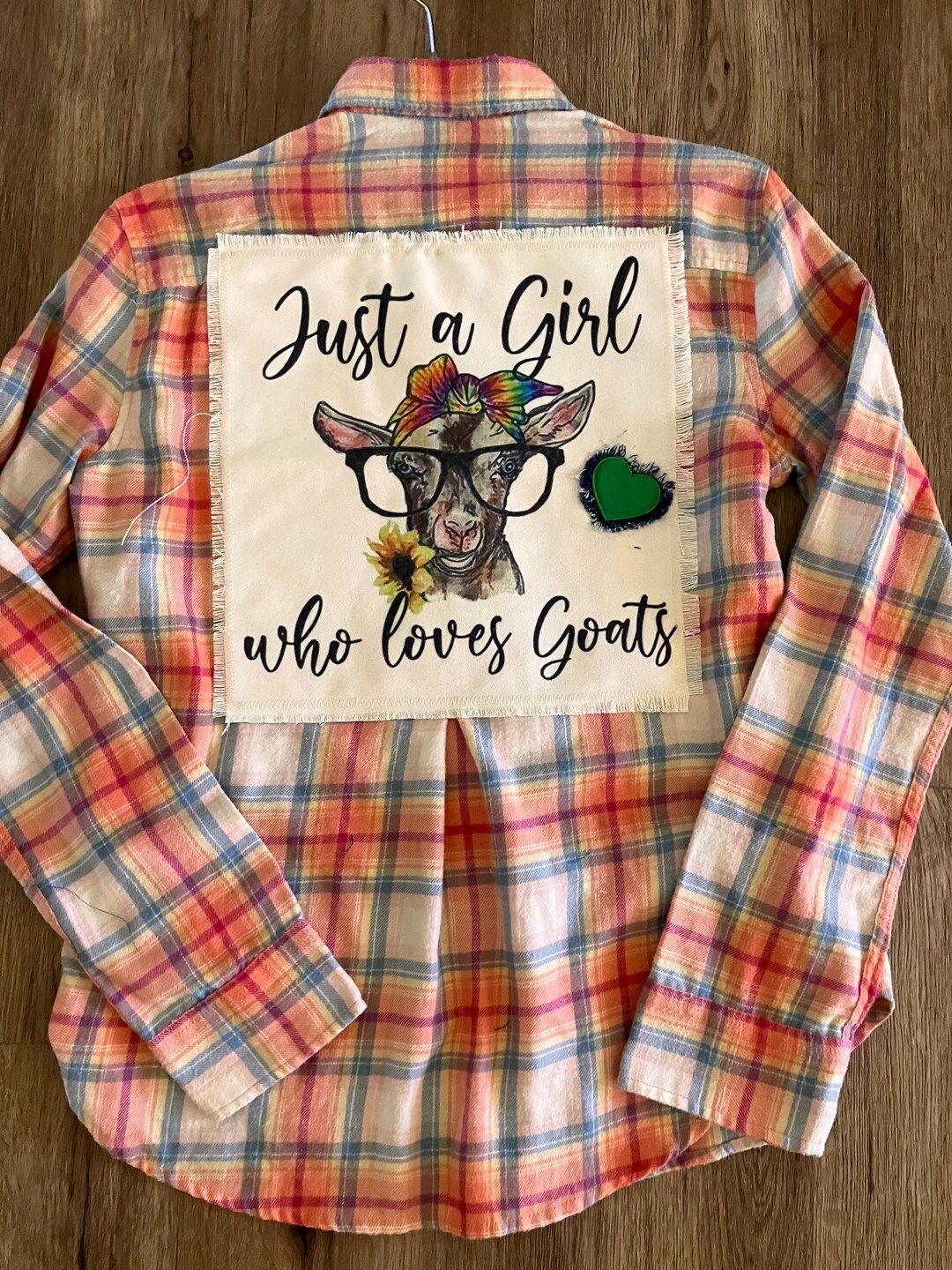 Goat Farm Girl Flannel Shirt. Frayed Canvas Panel With just a Girl Who ...
