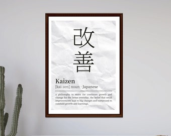 Kaizen Philosophy Definition Poster, Minimalist Printable Wall Art, Japanese Philosophy ...