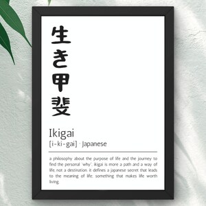 Ikigai Japanese Kanji Wallart | Kanji Posters | Minimalist and ...