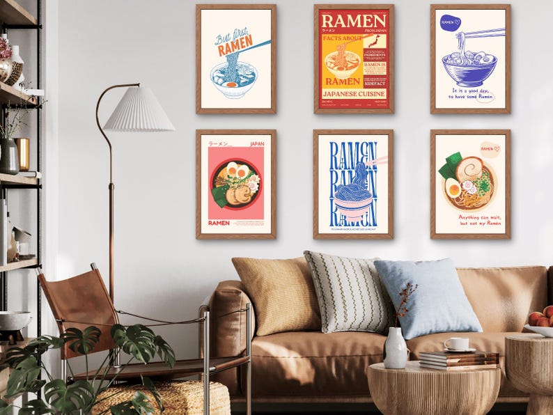 6 Japanese Ramen Posters - All About Ramen | Kitchen Posters | Japanese ...