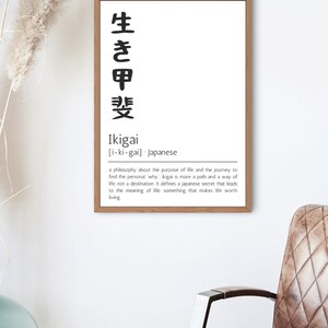 Ikigai Japanese Kanji Wallart | Kanji Posters | Minimalist and ...