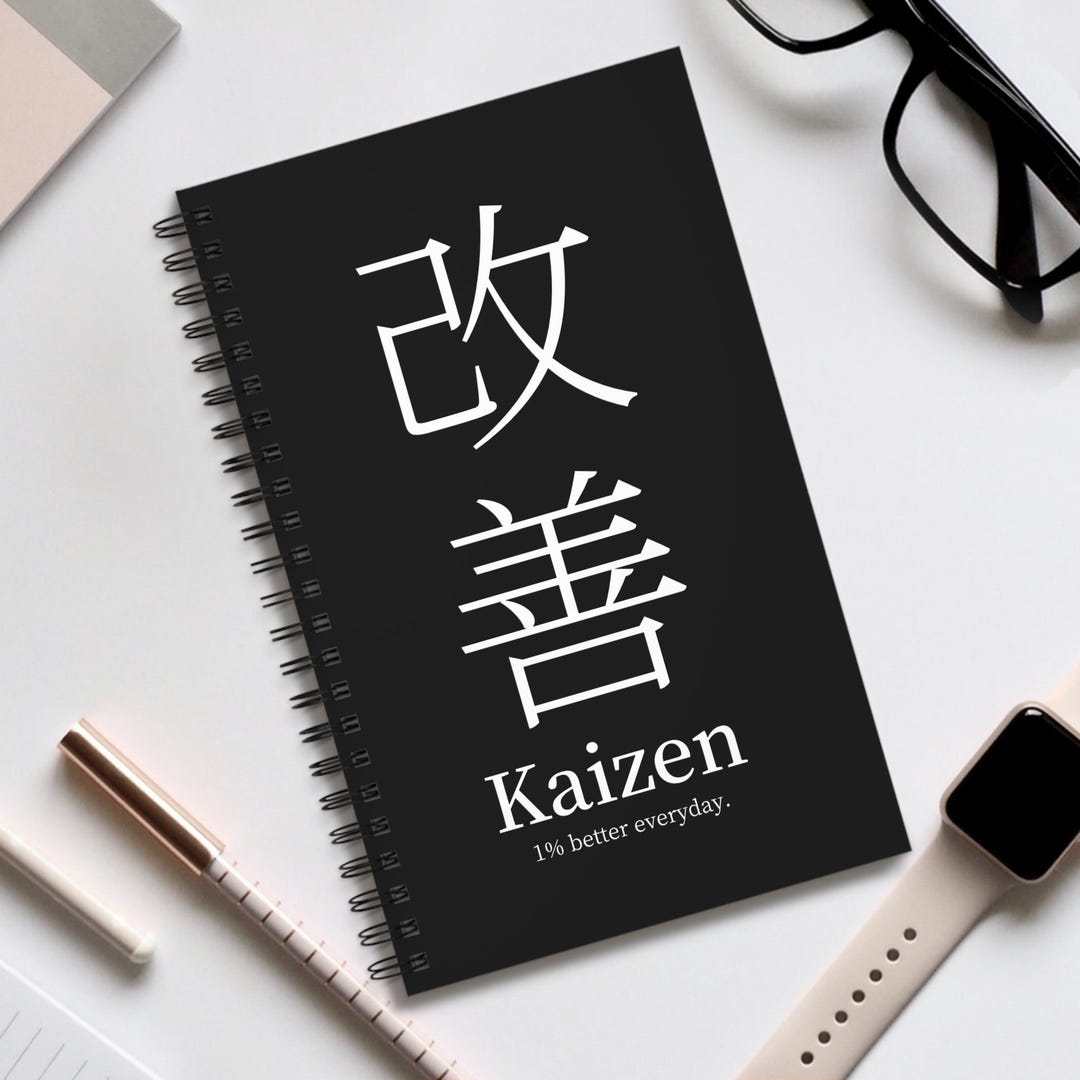 Kaizen Journal Black & White 160 Pages Notebook Motivational Quote ...