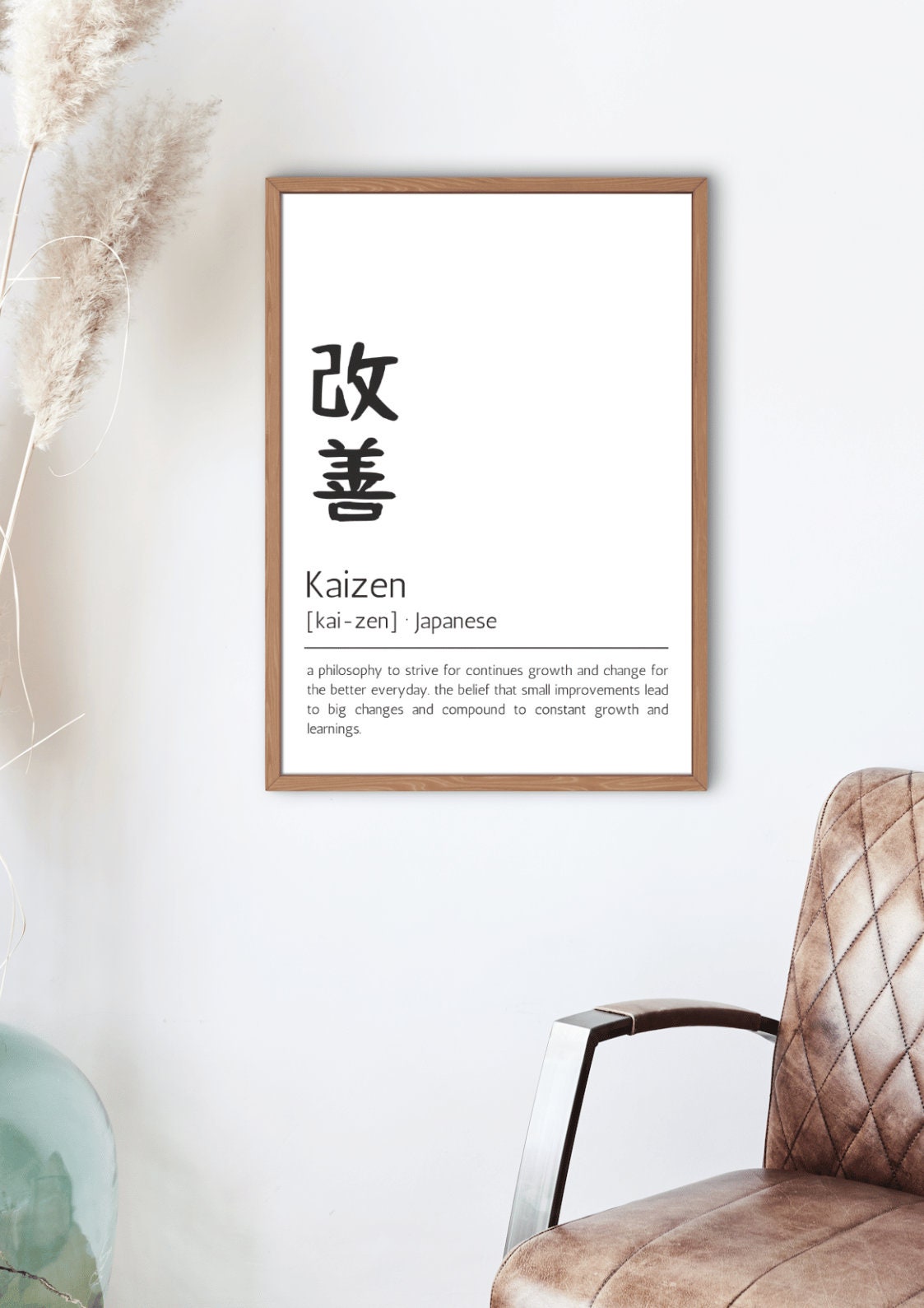 Kaizen Japanese Kanji Wallart Kanji Posters Minimalist and Motivational ...