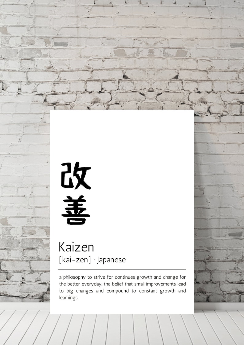 Kaizen Japanese Kanji Wallart | Kanji Posters | Minimalist and Motivational Art | Self ...