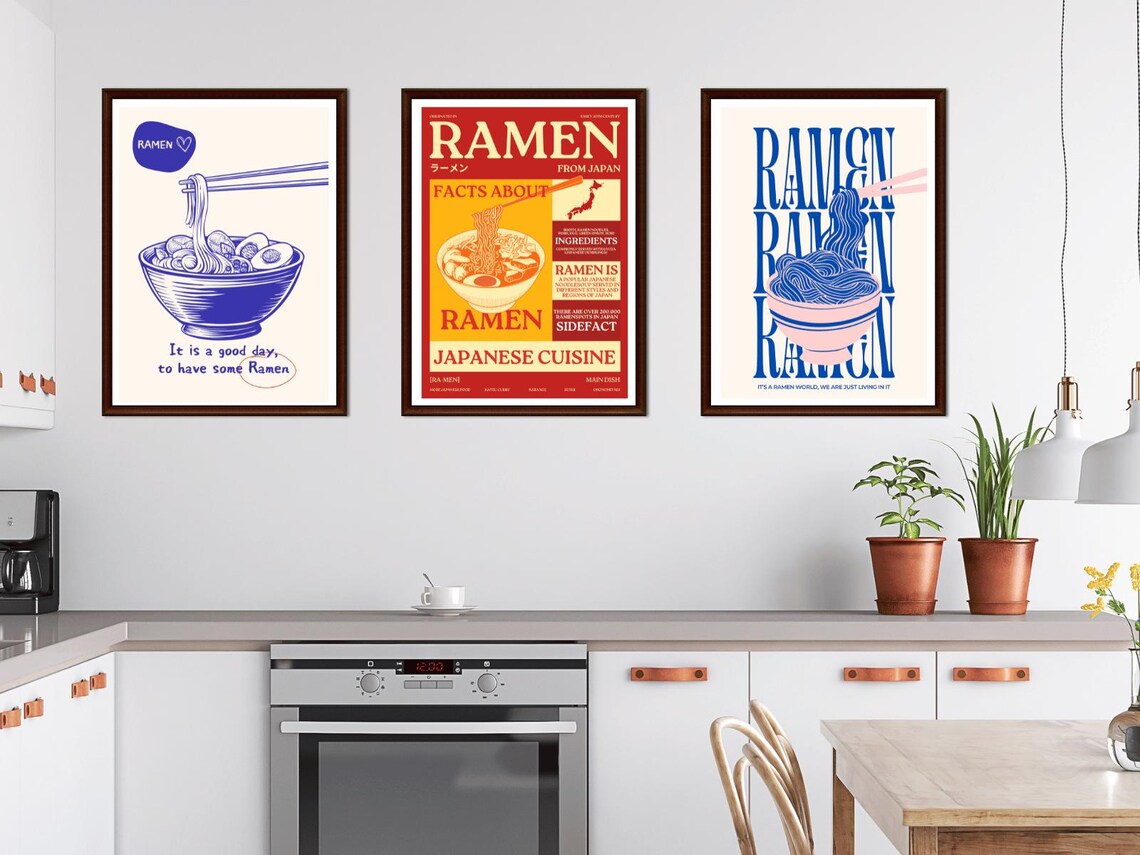 6 Japanese Ramen Posters - All About Ramen | Kitchen Posters | Japanese ...