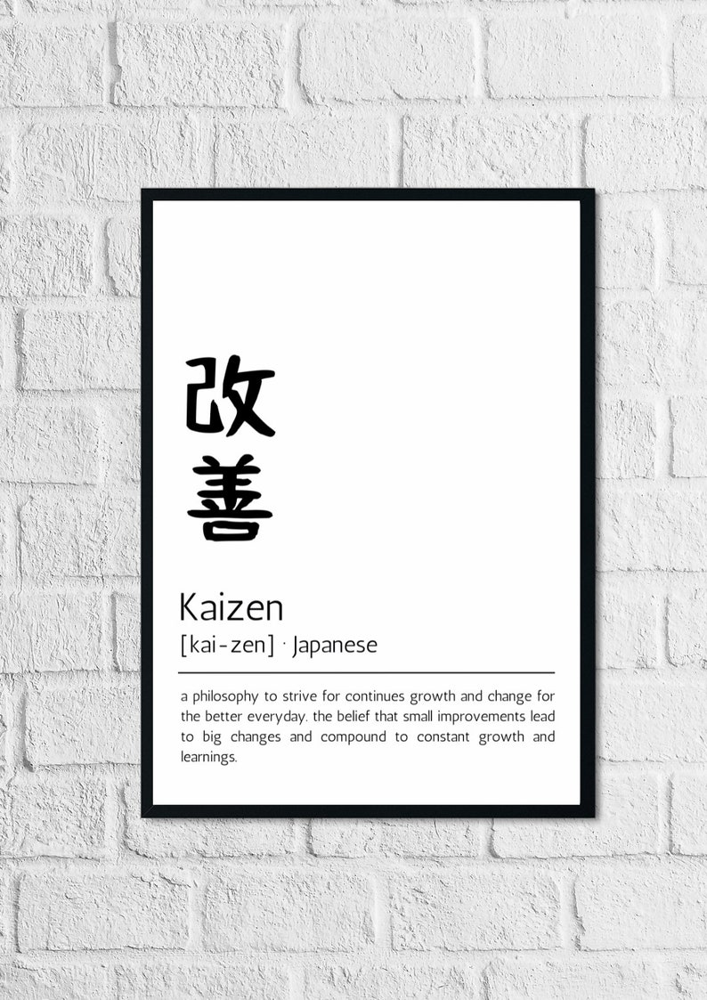Kaizen Japanese Kanji Wallart | Kanji Posters | Minimalist and ...