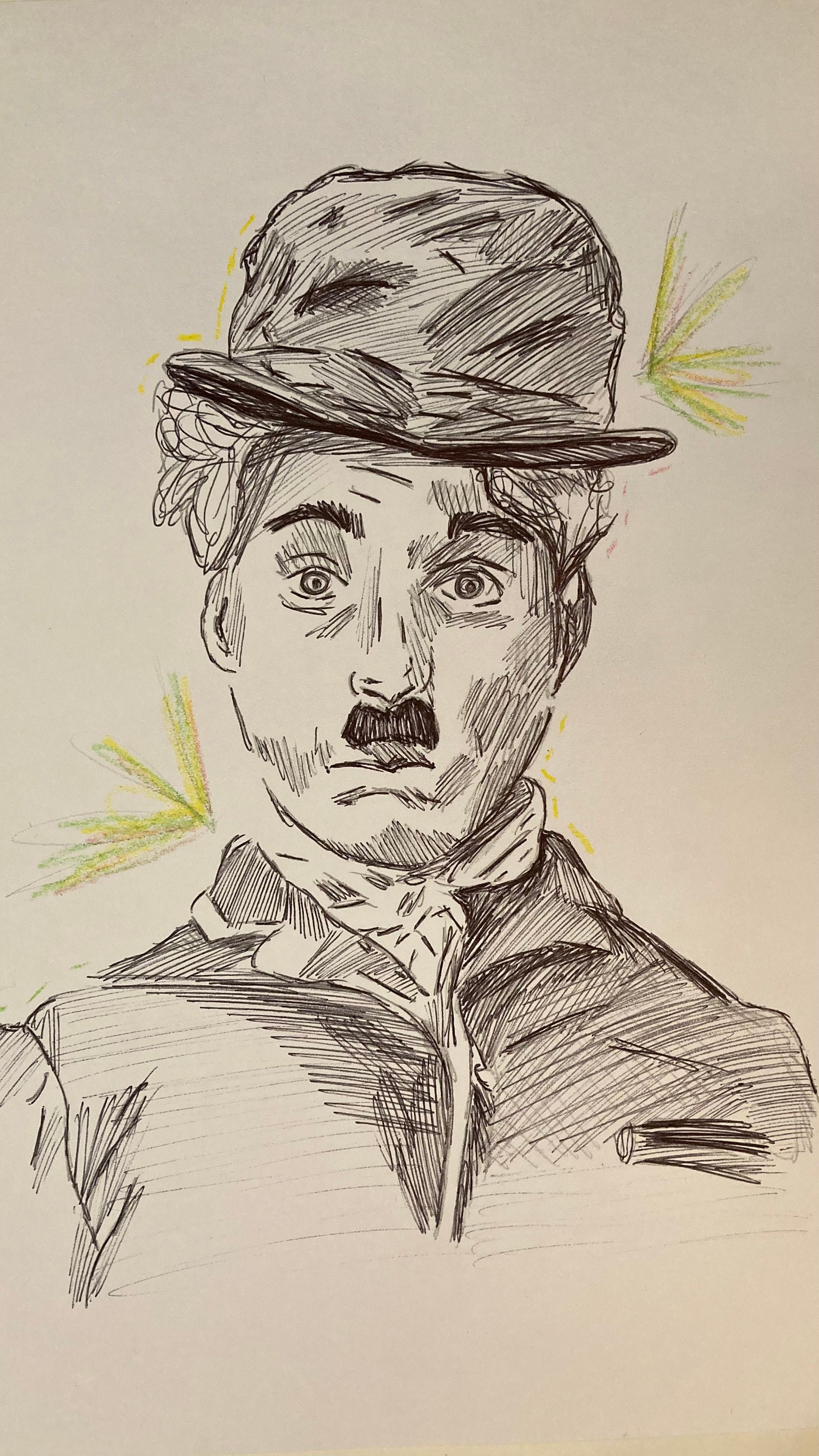 Charlie Chaplin Drawing, Minimalistic Pen Drawing - Etsy
